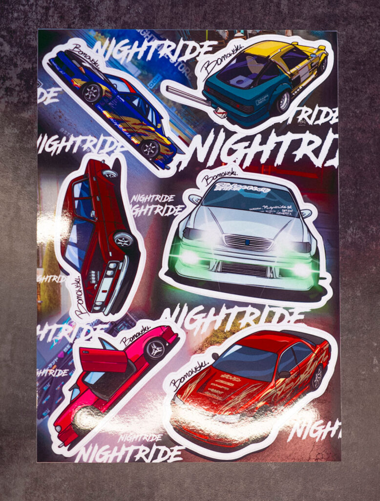 CAR STICKERS PACK - set of six • N I G H T R I D E